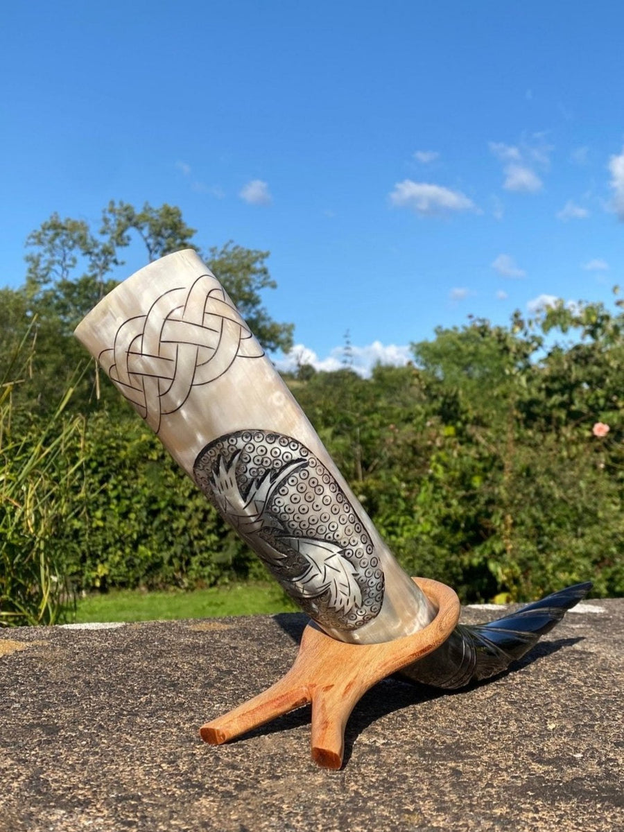 Viking Drinking Horn - Carved with Odins Ravens – Bushman Survival