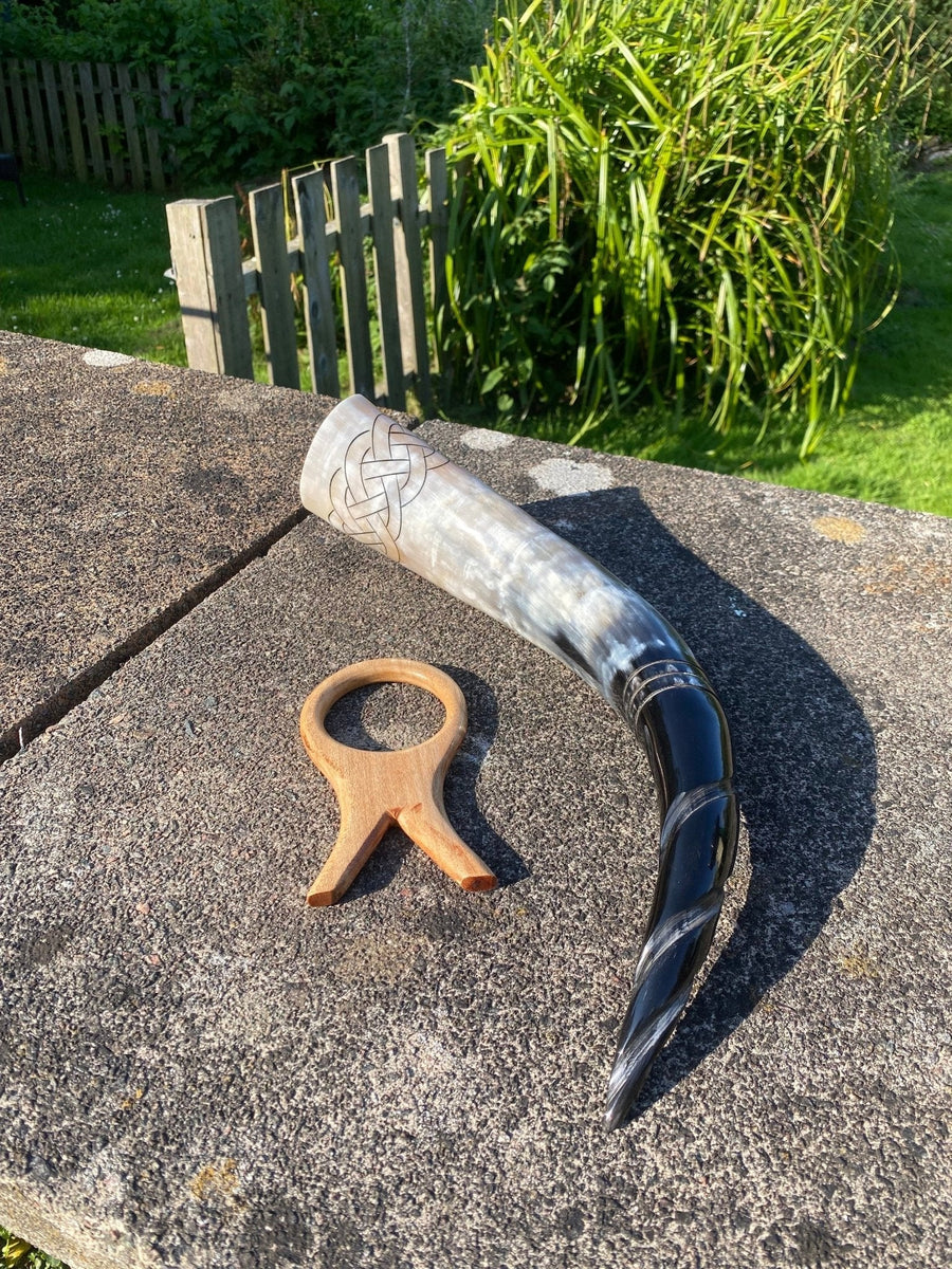 Viking Drinking Horn - Carved with Odins Ravens – Bushman Survival