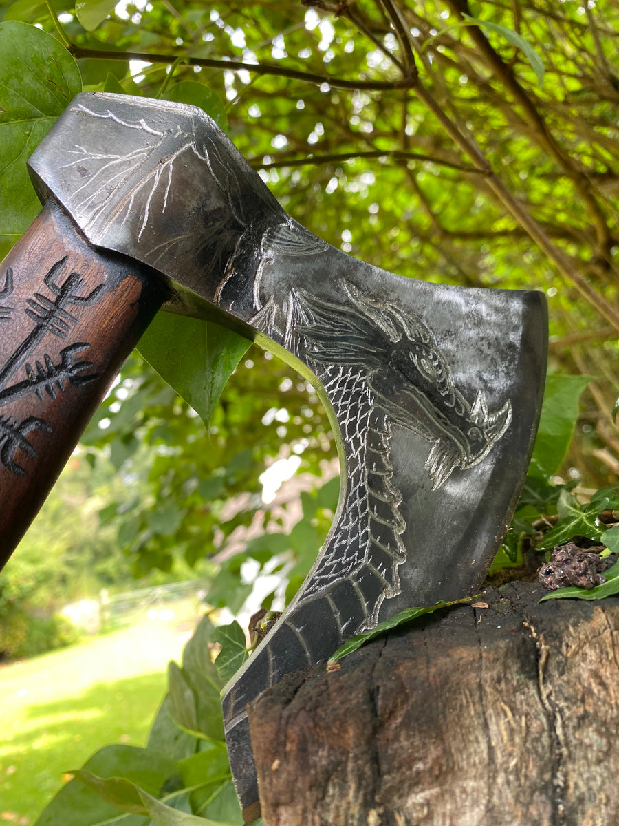 Stunning Hand Carved Viking Axe – Bushman Survival